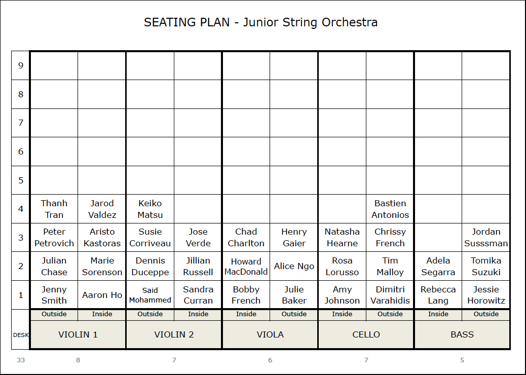 Seating Plan Template for String Orchestra - Smart String Teacher