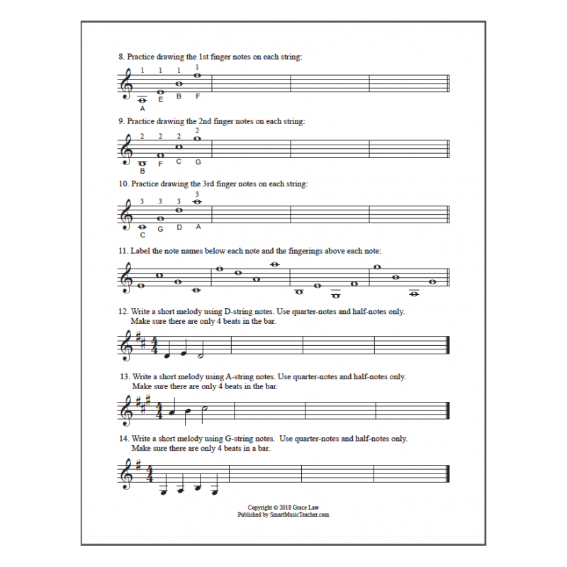 Note-Reading for Strings Handout and Worksheets - Smart String Teacher